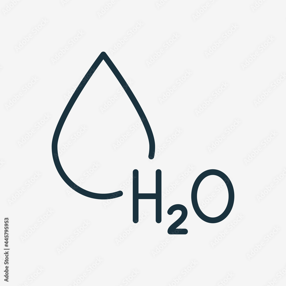 H2O Line Icon. Water Drop Linear Icon. Chemical Formula for Water ...
