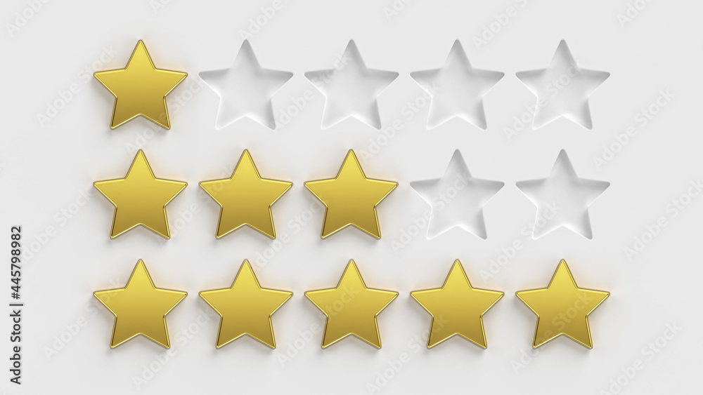 Five star rating. Gold stars on a white background. Rate a company or ...