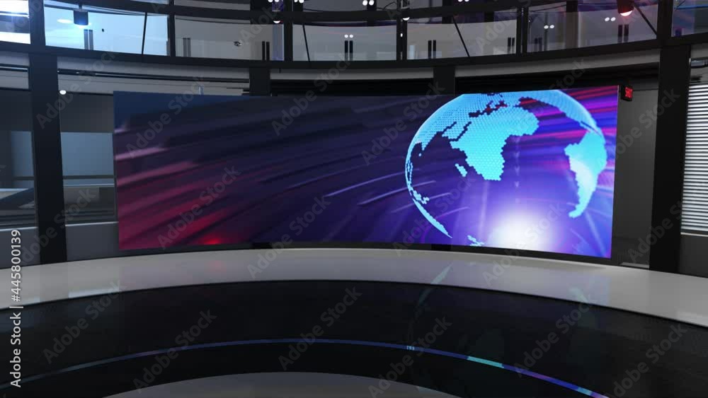 3d virtual news studio background loop, 3D rendering background is ...