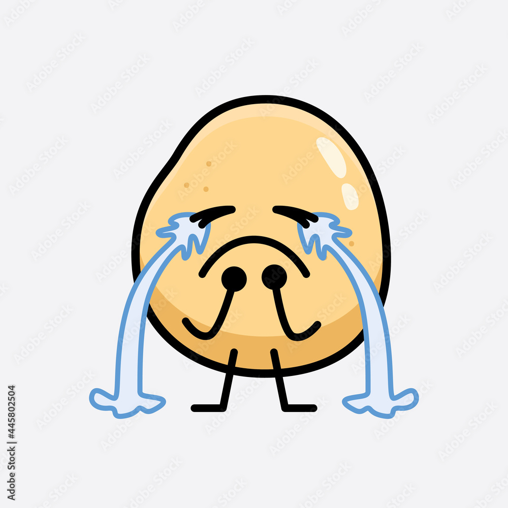 Vector Illustration of Potato Character with cute face and simple body ...