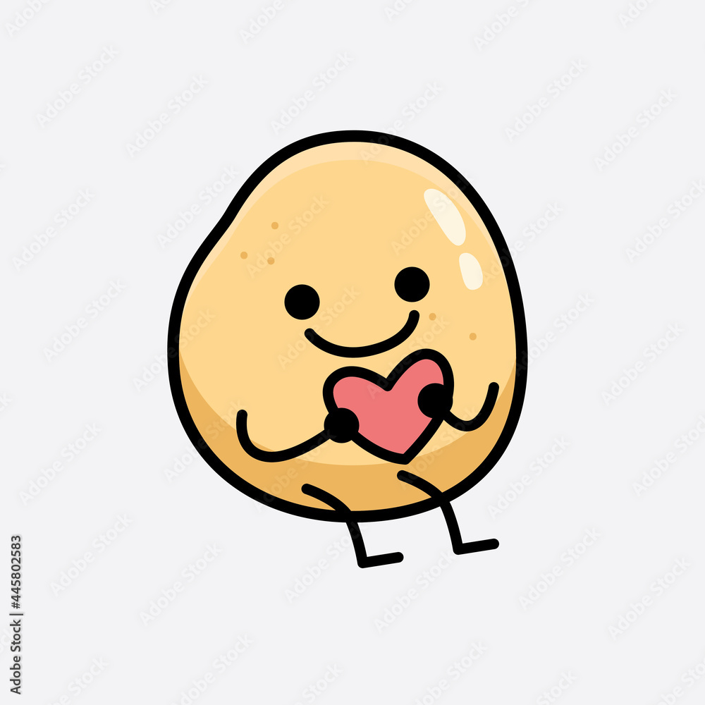 Vector Illustration of Potato Character with cute face and simple body ...