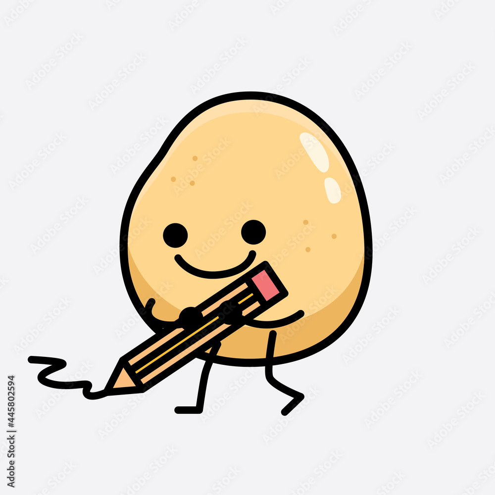 Vector Illustration of Potato Character with cute face and simple body ...
