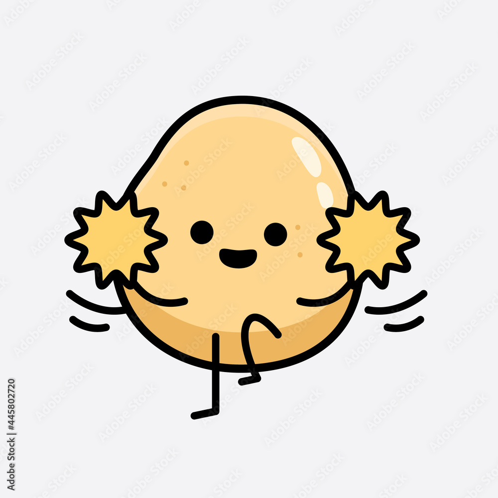 Vector Illustration of Potato Character with cute face and simple body ...