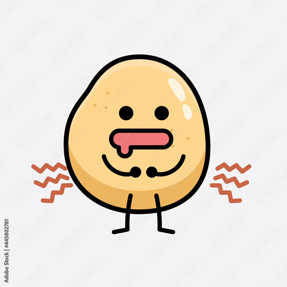 Vector Illustration of Potato Character with cute face and simple body ...