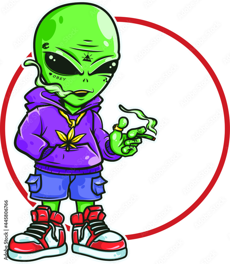 Alien Smoking Weed Drawing