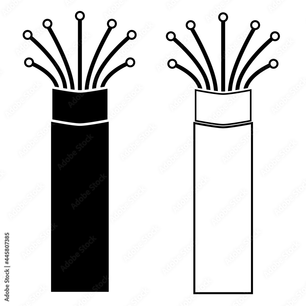fiber optic cable on white background. optic cable sign. optic fiber ...