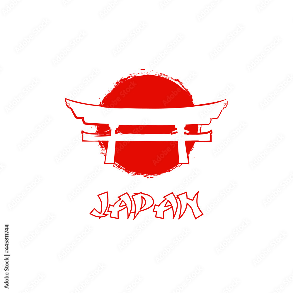 Japanese logo with red circle and Torii Gate which is the symbol of ...