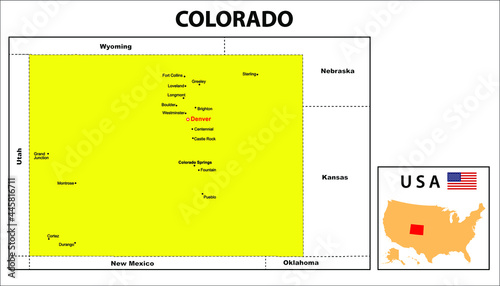 Colorado Map. State and district map of Colorado. Administrative and ...