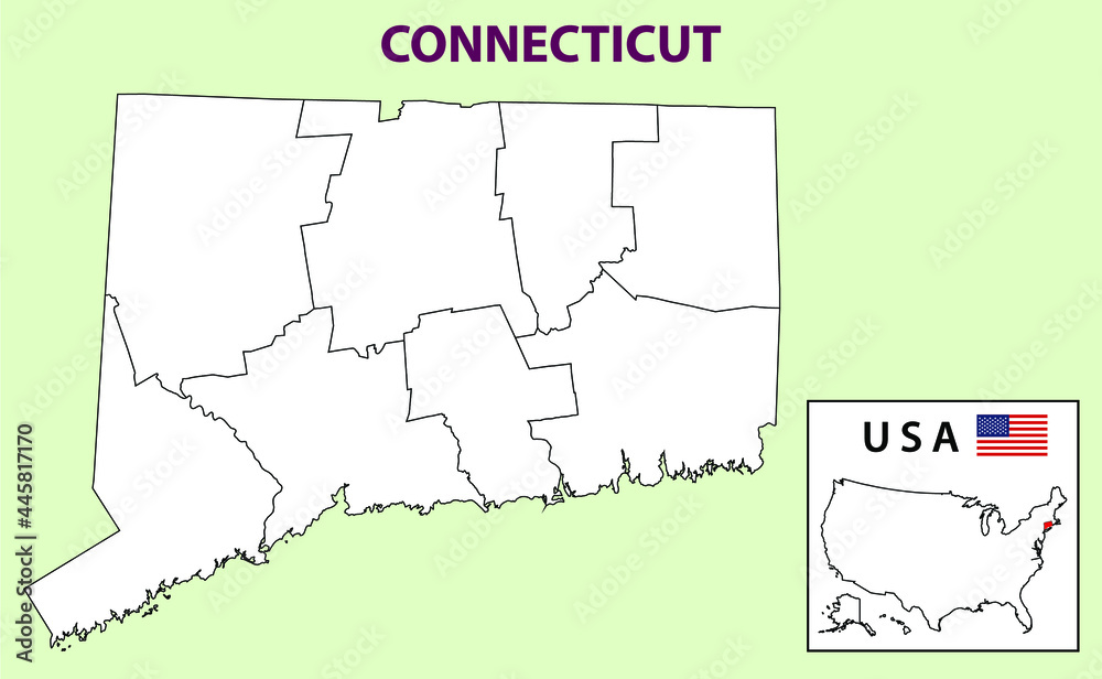 Connecticut map. District map of Connecticut in Outline. District map ...