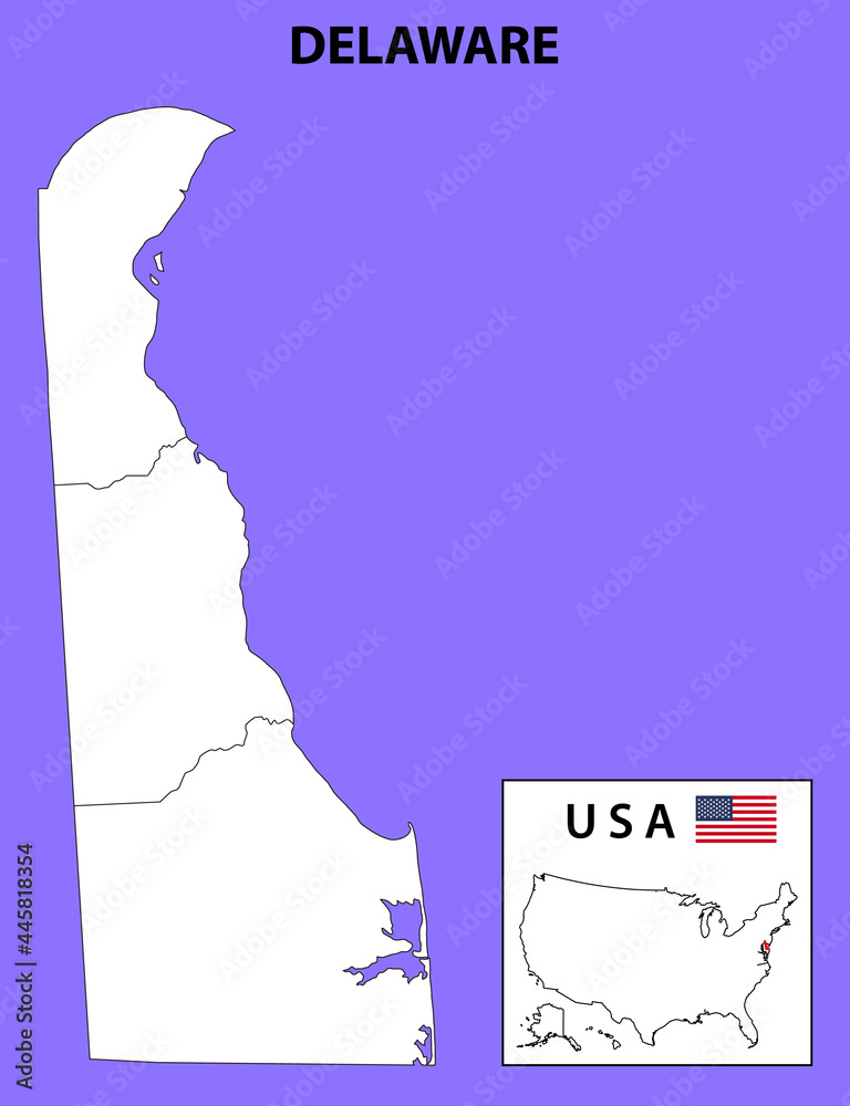 Delaware Map. State and district map of Delaware. Administrative and ...