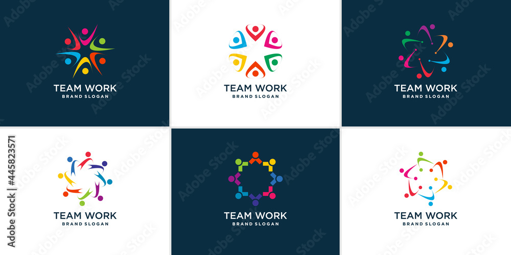 Team work logo collection with modern abstract concept Premium Vector ...