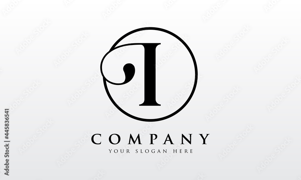 Initial I letter Black Color with White Background Logo Design vector ...