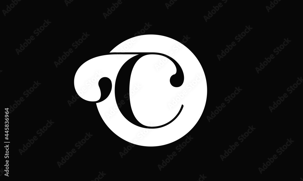 Initial C letter Black Color with White Background Logo Design vector ...