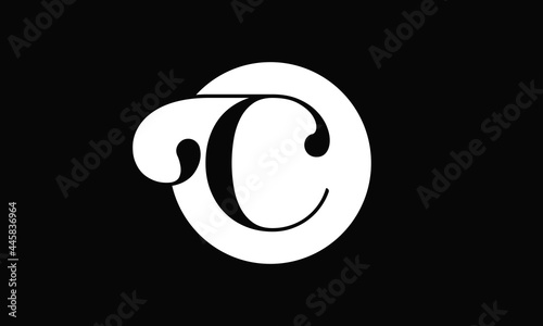 Initial C letter Black Color with White Background Logo Design vector ...