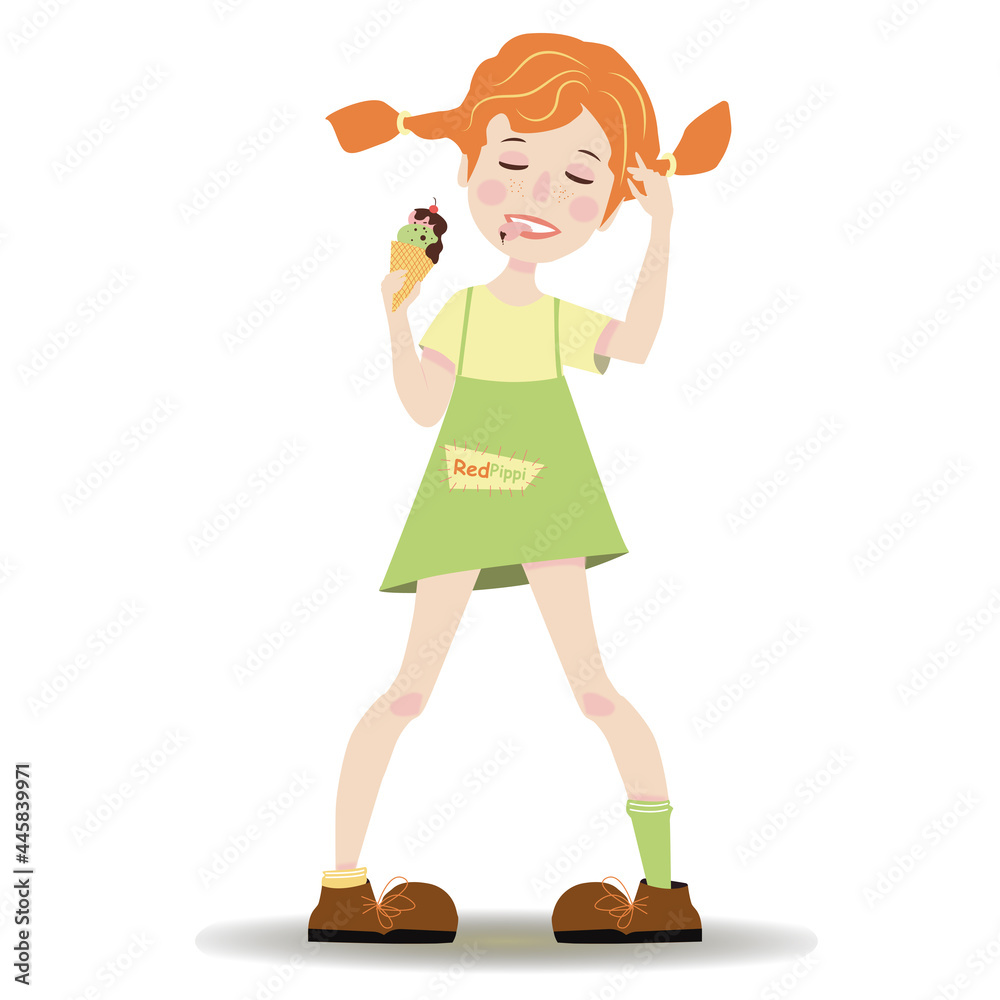 Character Red Pippi illustration Stock Illustration | Adobe Stock