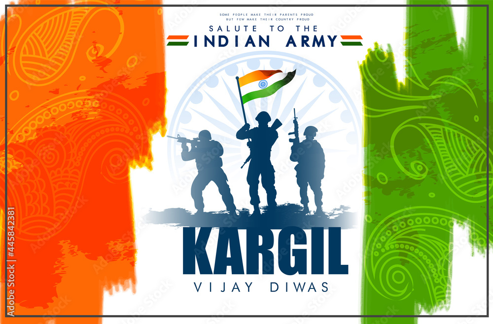 Kargil Vijay Diwas, banner or poster. Vector illustration of Poster for salute indian army, amar ...