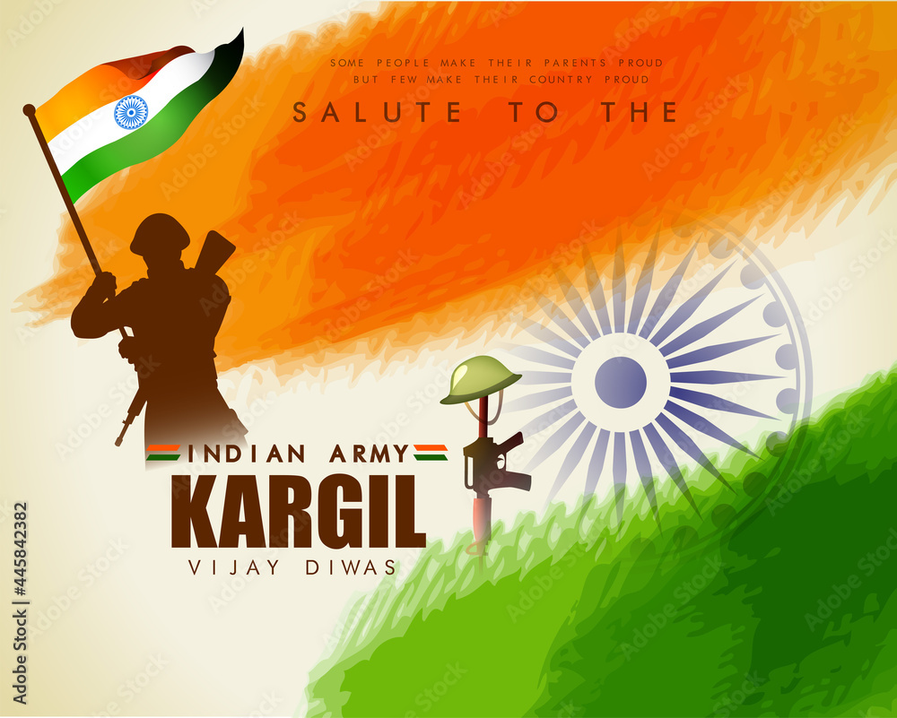Kargil Vijay Diwas, banner or poster. Vector illustration of Poster for salute indian army, amar ...