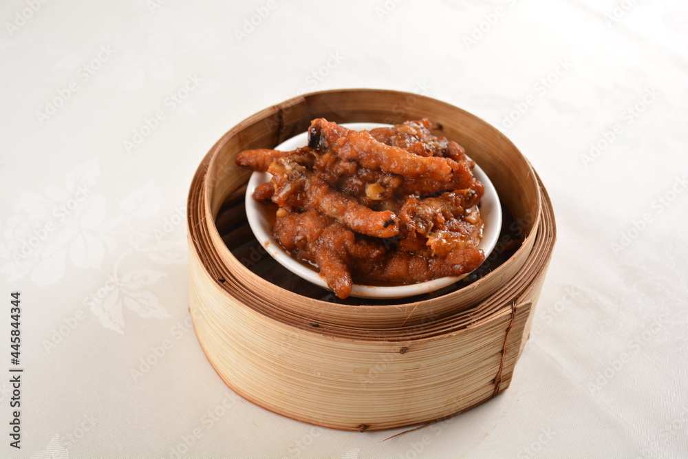 steamed chinese marinated chicken claw feet in bamboo basket Hong Kong ...