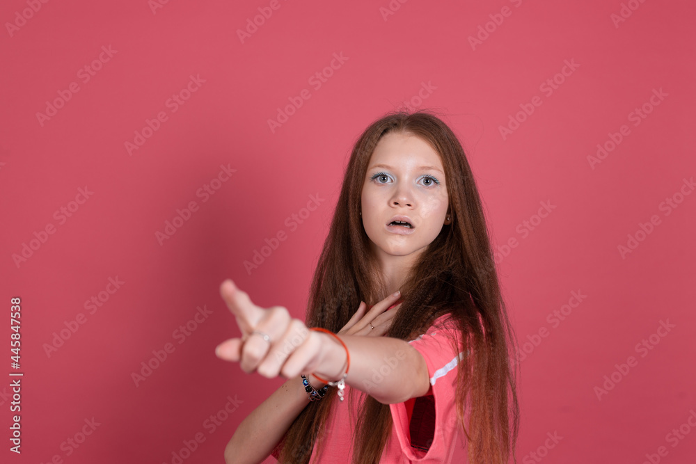13 years old girl kid in casual isolated on terracotta background ...