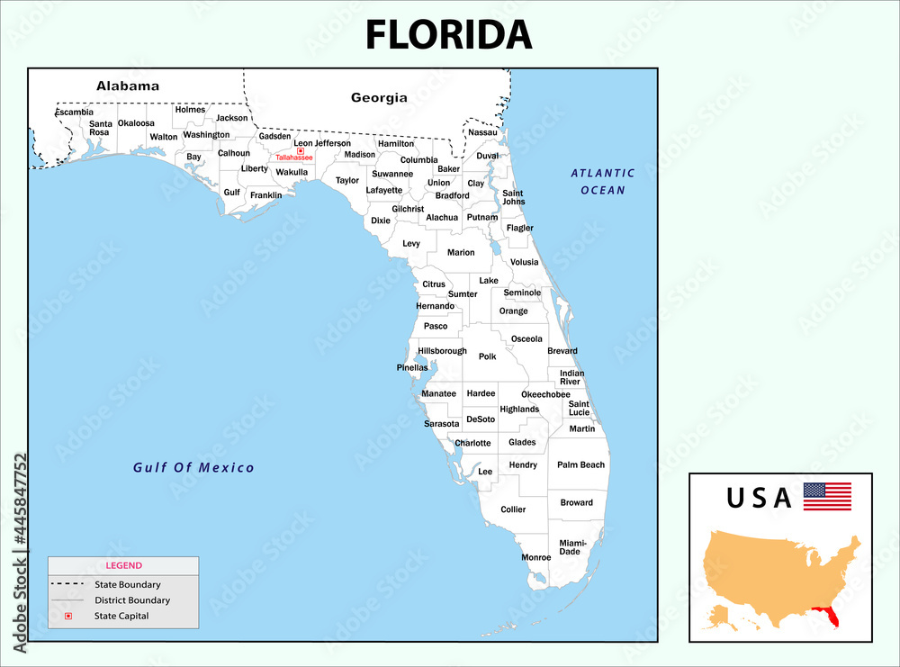 Alabama Map. State and district map of Alabama. Administrative and ...