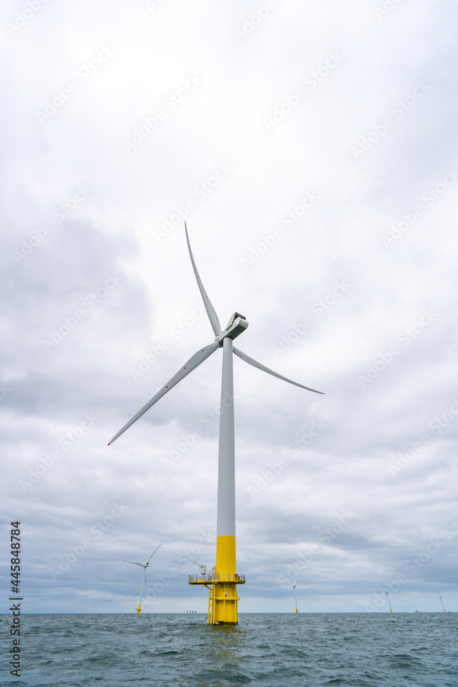 Offshore wind turbine wind farm sea ocean Whitstable Stock Photo ...