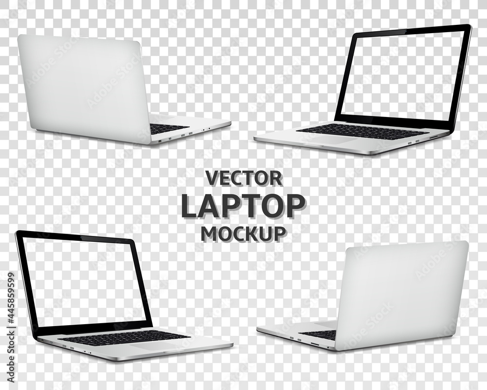 Laptop front and back side mock up with transparent screen Stock Vector ...