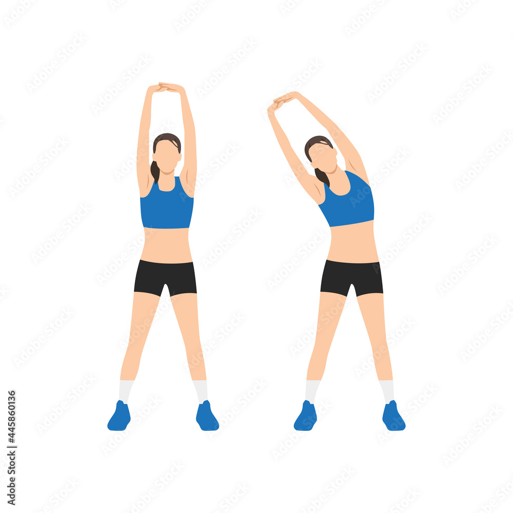 Woman doing Arm stretching exercise. Flat vector illustration isolated ...