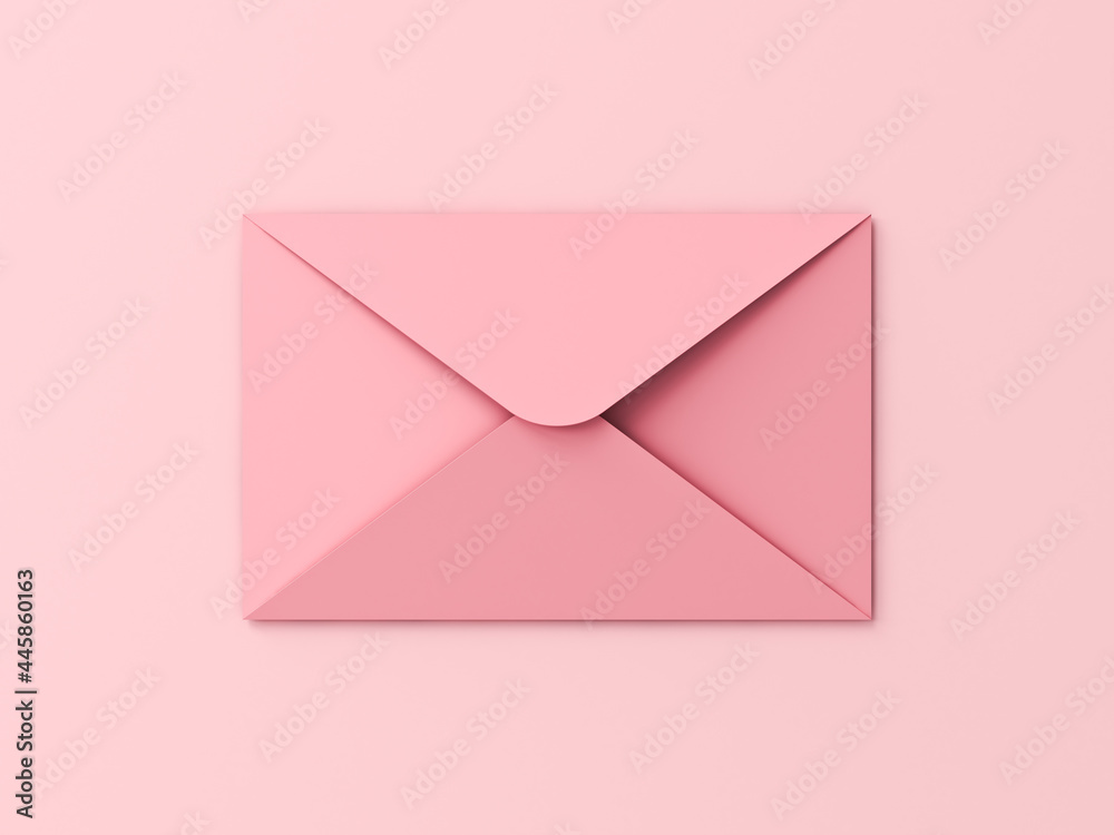 3d mail icon or pink envelope sign symbol isolated on pink pastel color ...