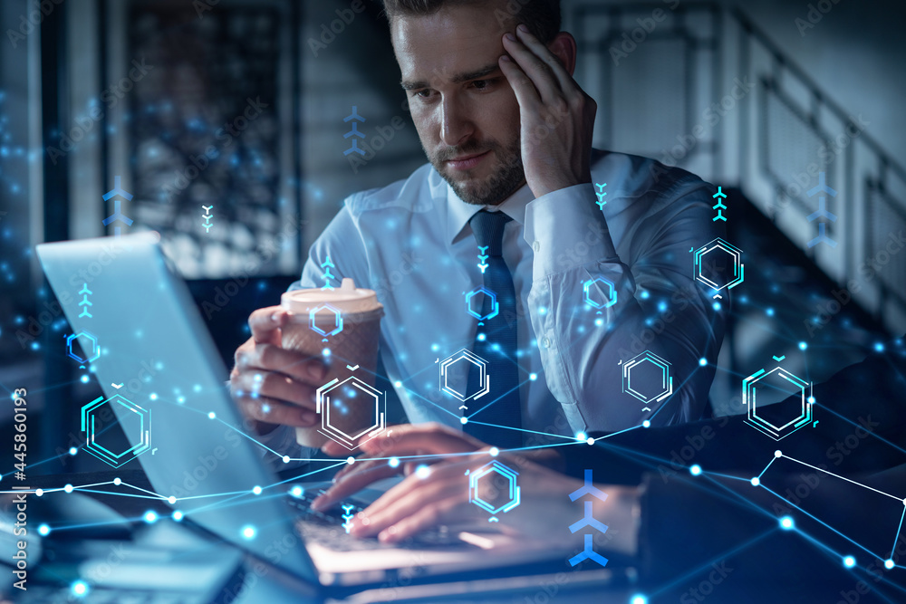 Two colleagues in formal wear working together to optimize business ...