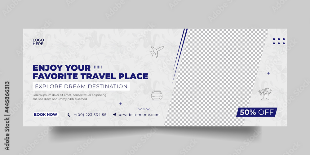 Travel facebook cover social media post and web banner template Stock ...
