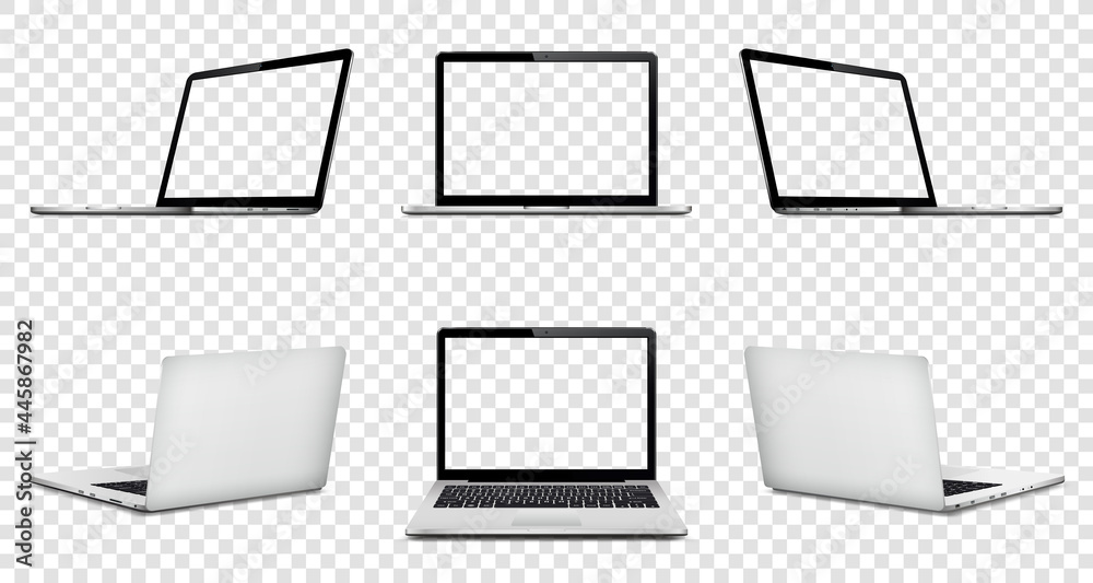 Laptop with transparent screen isolated on transparent background ...