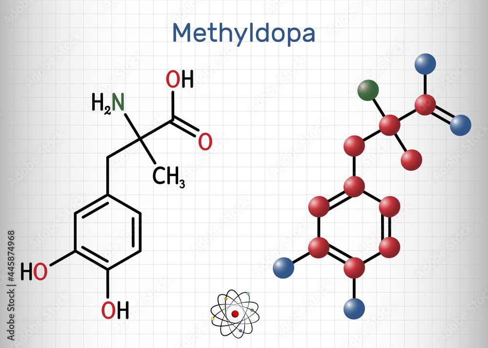 Plakat Methyldopa molecule. Antihypertensive, antihypertensive ...
