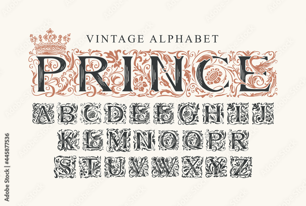The word PRINCE. Luxury design of Beautiful ornate font for card ...