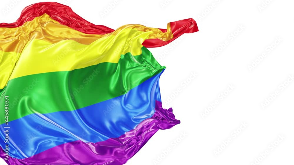 Realistic 3D animation of the rainbow LGBT pride or gay pride flag fly ...