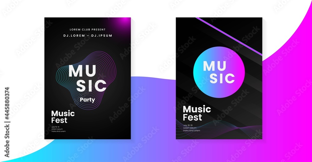 Electronic music poster design. Sound flyer with abstract gradient ...