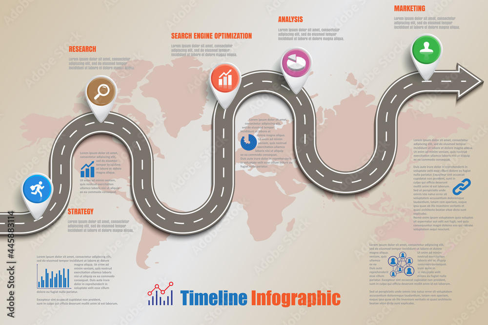 Business roadmap timeline infographic flat designed for abstract ...