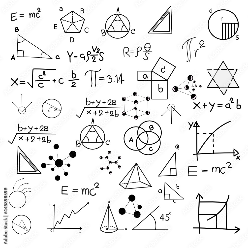 math formula and physics , math formula and physics vector, white ...
