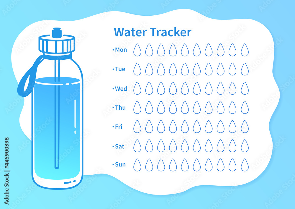 Water tracker with sport bottle Stock Vector | Adobe Stock