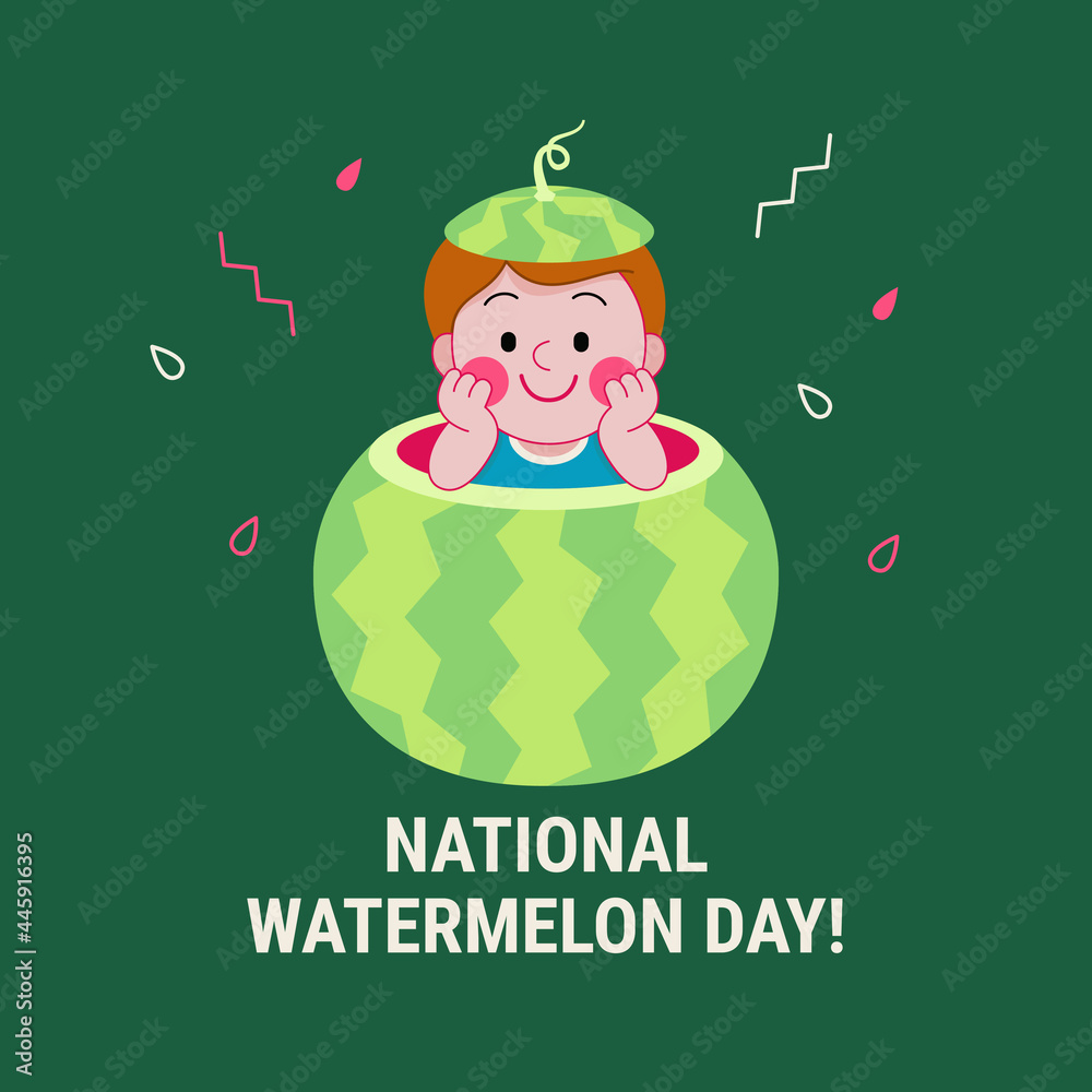 Vecteur Stock Watermelon Day poster, annual holiday in USA on August 3 ...