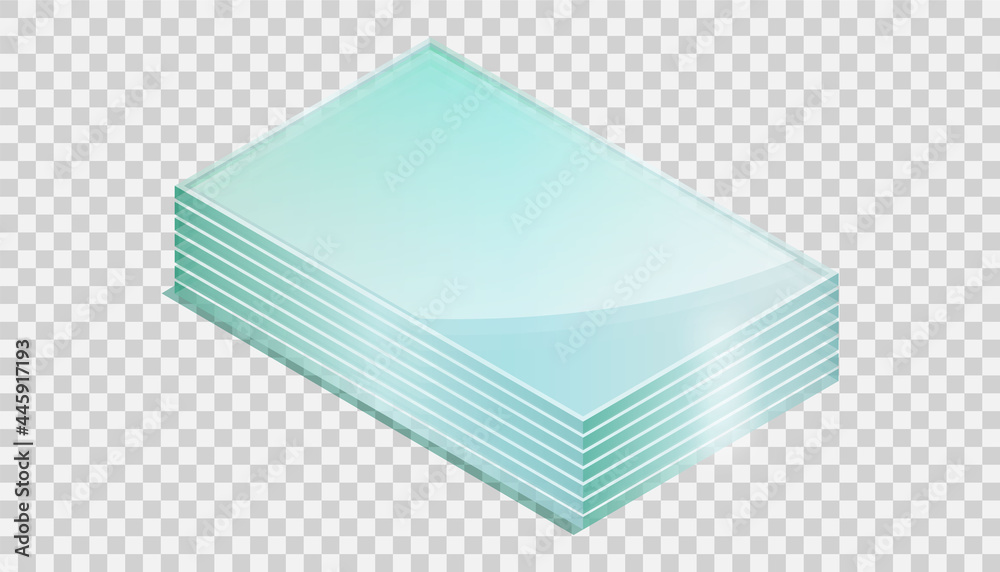 Vector illustration sheets of tempered glass isolated on transparent ...