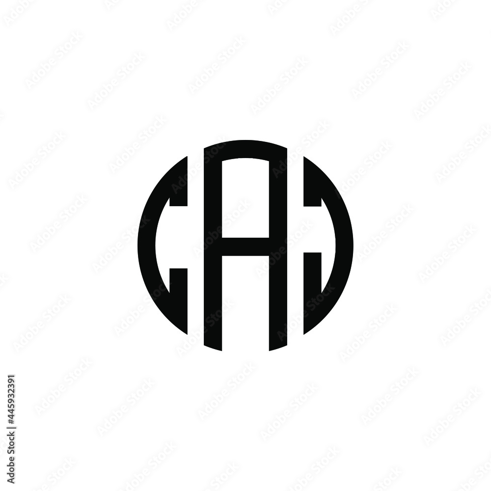 CAJ letter logo design. CAJ letter in circle shape. CAJ Creative three ...