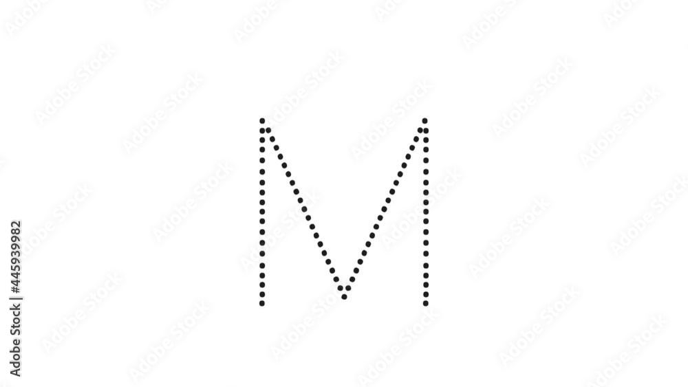Tutorial for writing English alphabet. Trace the letter M with a pencil ...