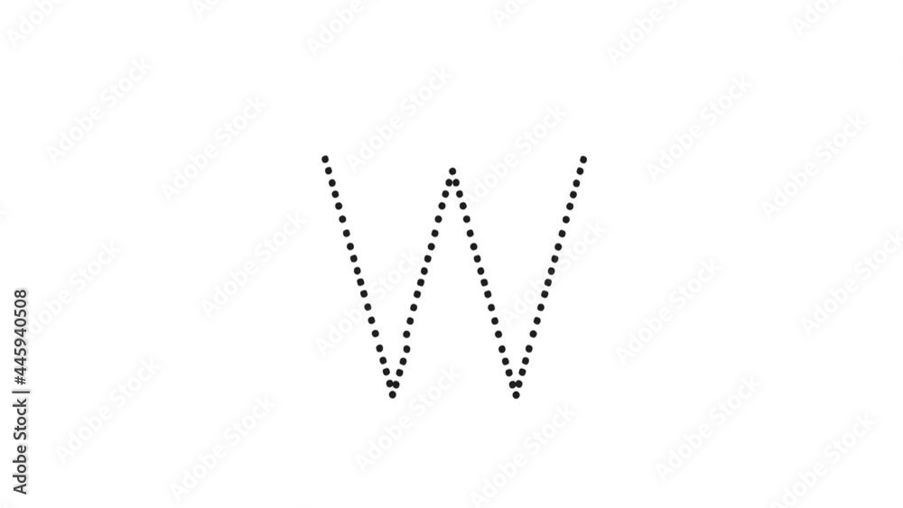 Tutorial for writing English alphabet. Trace the letter W with a pencil ...