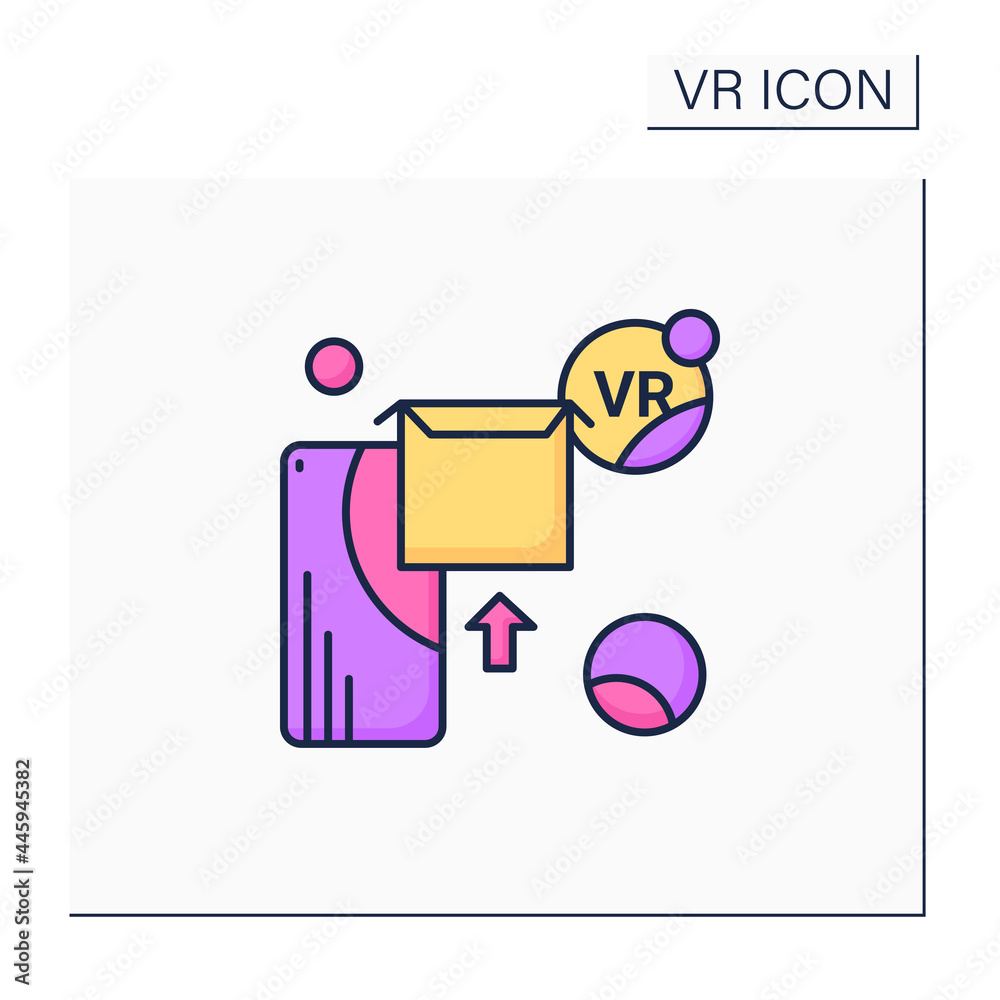 VR apps color icon. Applications help immersive in 3D world, that ...