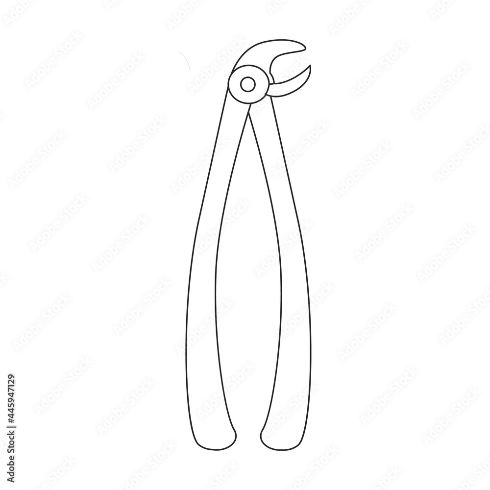 Medical forceps vector outline icon. Vector illustration clamp on white ...