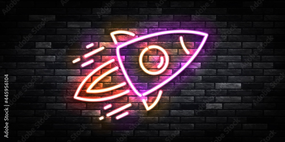 Vector realistic isolated neon sign of Rocket logo for template ...