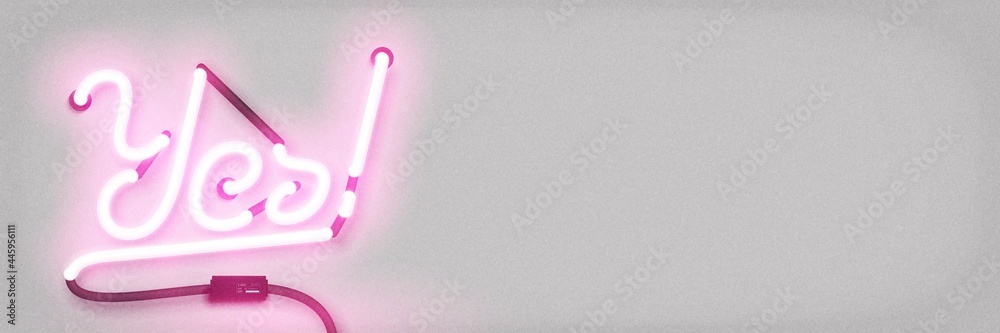 Vetor de Vector realistic isolated neon sign of Yes logo with pink and ...