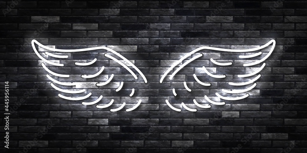 Vector realistic isolated neon sign of White Wings logo for template ...