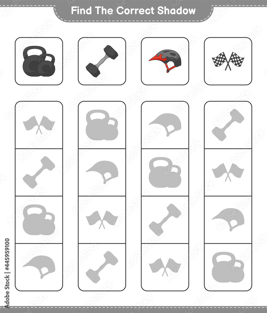 Find the correct shadow. Find and match the correct shadow of Dumbbell ...
