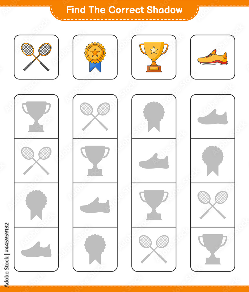 Find the correct shadow. Find and match the correct shadow of Trophy ...